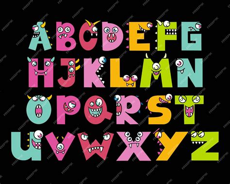 Premium Vector Halloween Monster Colorful Font Shaped Alphabet Set