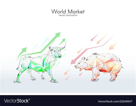 Bull And Bear Stock Exchange Low Poly Royalty Free Vector