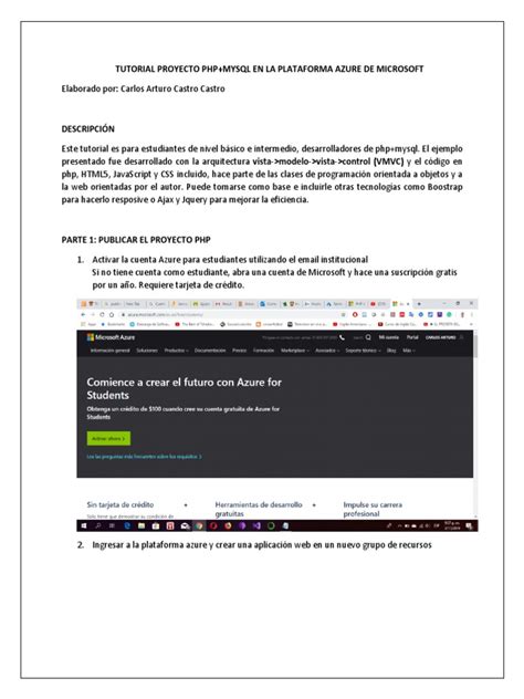 Tutorial Php Mysql Azure Pdf Finanzas Y Administración Del Dinero