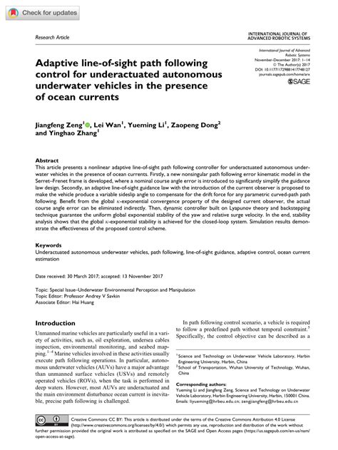 Pdf Adaptive Line Of Sight Path Following Control For Underactuated