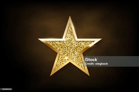 안개가 낀 어두운 배경에 황금 프레임골드 글리터 스타 크리스마스 장식 빛나는 엠블럼 벡터 일러스트 축하를위한 밝은 창조적 인