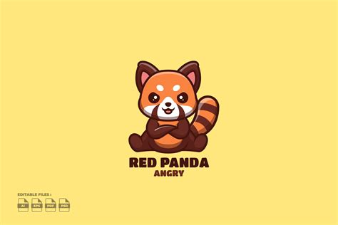 Angry Red Panda Cute Mascot Logo Masterbundles