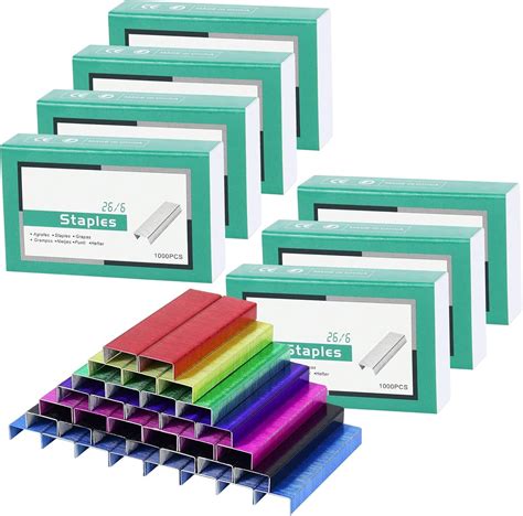 7 Pack Colorful 26 6 Standard Staples For Desk Stapler
