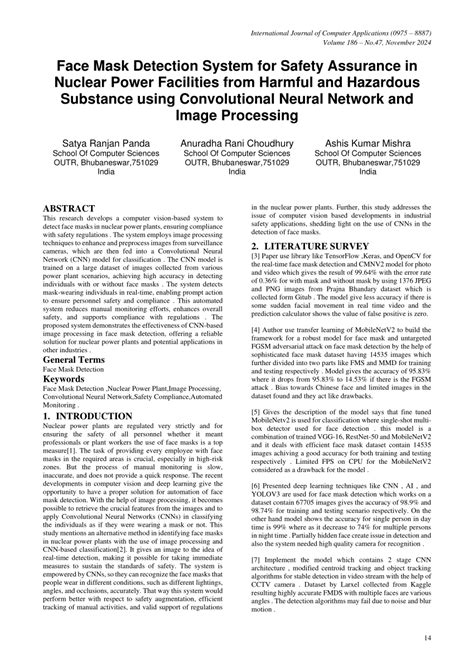 Pdf Face Mask Detection System For Safety Assurance In Nuclear Power