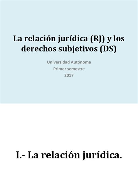 Relación Jurídica Y Derechos Subjetivos Pdf Propiedad Derechos