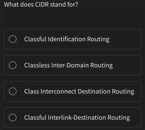 Solved What Does Cidr Stand Forclassful Identification