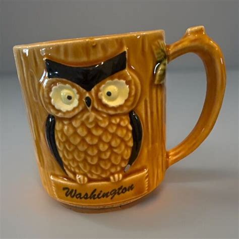 Canda Dining Unique Vintage Owl Souvenir Cup Mug Brown Handled
