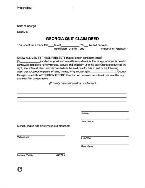 State Of Georgia Quit Claim Deed Form Responsive Form Design