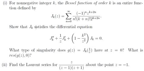 Solved For Nonnegative Integer K The Bessel Function Of