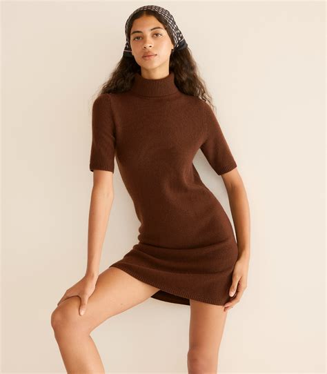 Agathe Cashmere Dress Dark Umber Shopdoen