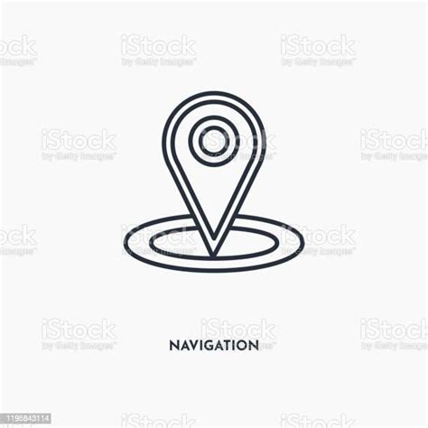 탐색 윤곽선 아이콘입니다 간단한 선형 요소 그림입니다 흰색 배경에 격리 된 라인 탐색 아이콘입니다 얇은 스트로크 기호는 웹