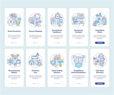 Premium Vector Artificial Intelligence Onboarding Mobile App Page Screen With Concepts Set