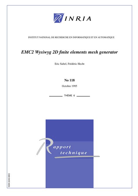 Pdf Emc2 Wysiwyg 2d Finite Elements Mesh Generator