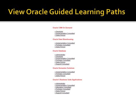 Ppt Using Oracle Guided Learning Paths Powerpoint Presentation Free