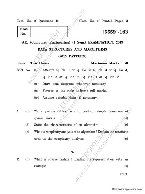 be computer 3 sem data structures algorithms p15 jun 2019 pdf