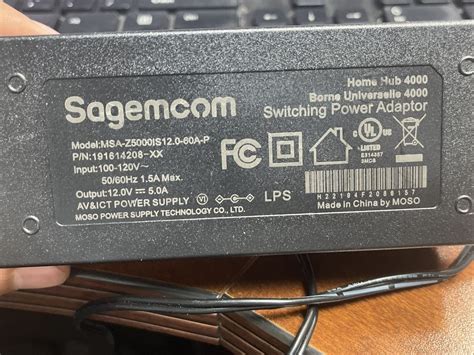Sagemcom Msa Z5000is12 0 60a P Switching Power Adapter 12v 5a For Home Hub 4000