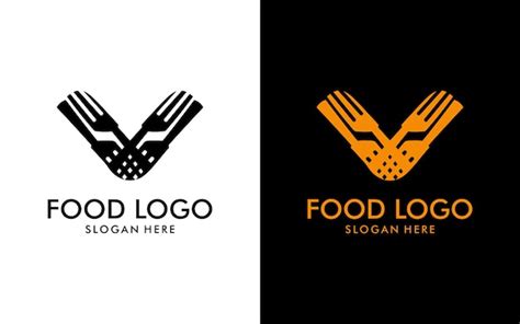초기 문자 V 식품 로고 식품 로고 벡터 프리미엄 벡터