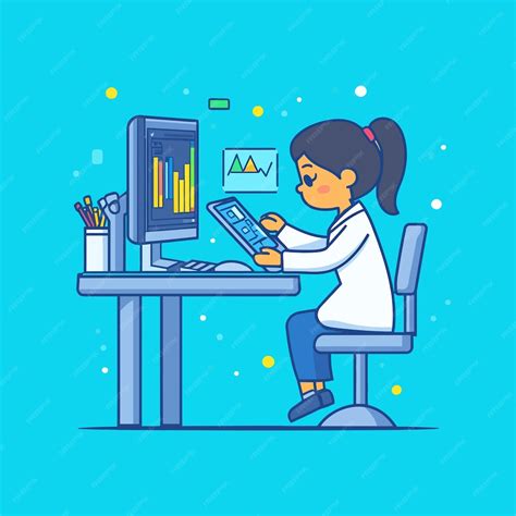 Cute Researcher Analyzing Data Cartoon Vector Icon Premium Ai Generated Vector