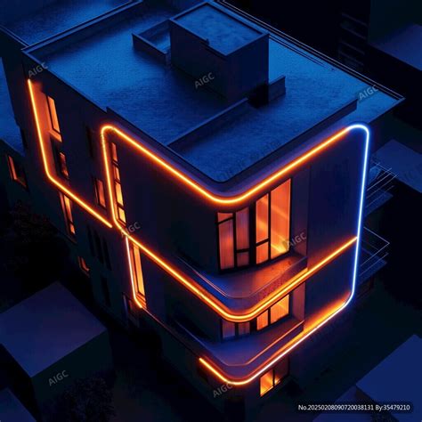 Ai创作图筑灯光设计 霓虹灯外墙设计 别墅外墙灯光 住宅楼外墙夜景灯光 灯光效果设计 外墙灯带 住宅灯光效果 外墙夜景发光 楼体霓虹灯设计
