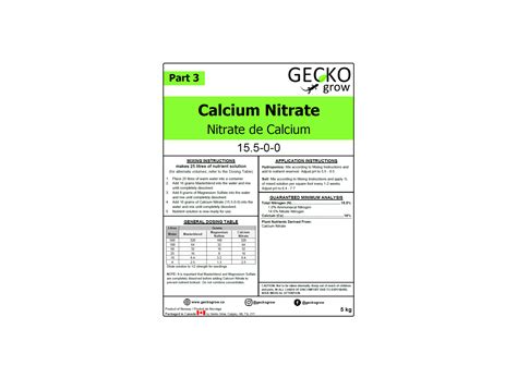 Calcium Nitrate 15 5 0 0 Gecko Grow
