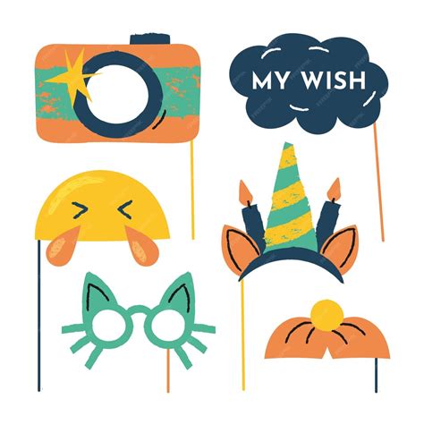 Conjunto De Adereços De Cabine De Fotos De Design Plano Vetor Grátis
