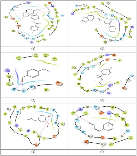 ligplot representation of interactions between active site residues of