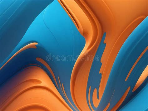 Abstract Swirling Forms In Vibrant Orange And Teal Hues A Digital Art Masterpiece Stock