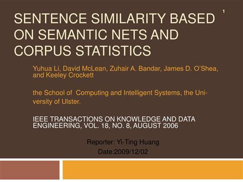 Ppt Sentence Similarity Based On Semantic Nets And Corpus Statistics Powerpoint Presentation