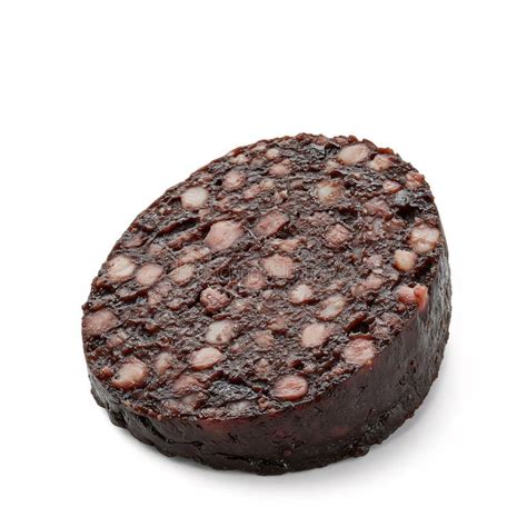 Slice Of Blood Sausage Isolated On A White Background Traditional Ukrainian Sausage Stock