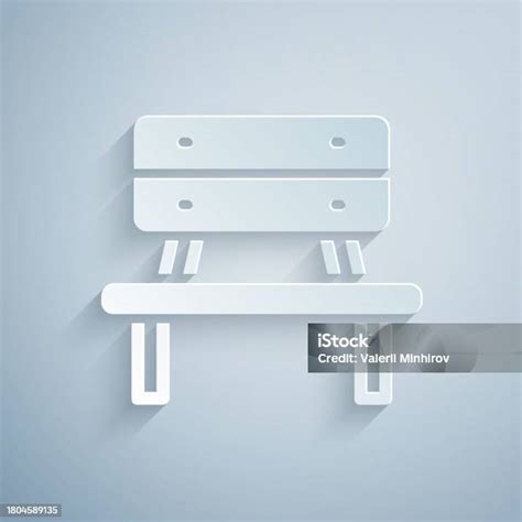 회색 배경에서 격리된 용지 컷 벤치 아이콘입니다 종이 아트 스타일 벡터 0명에 대한 스톡 벡터 아트 및 기타 이미지 0명 3차원 형태 가구 Istock