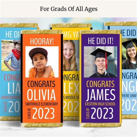 Printable Graduation Candy Bar Wrapper She Did It With Photo Or School