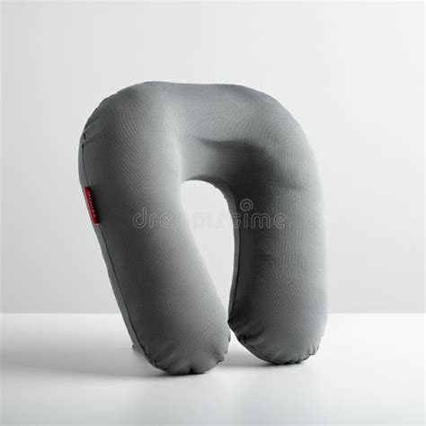 Gray U Shaped Travel Pillow With A Textured Fabric Surface Sits Upright