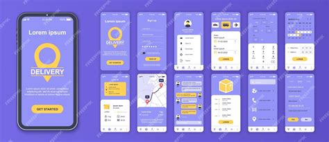 Premium Vector Delivery Mobile App Interface Screens Template Set Account Login Ordering