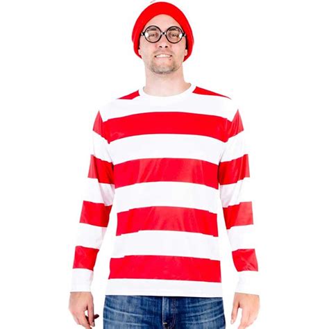 Wheres Waldo Shirt Hat And Glasses Deluxe Halloween Costume Drew
