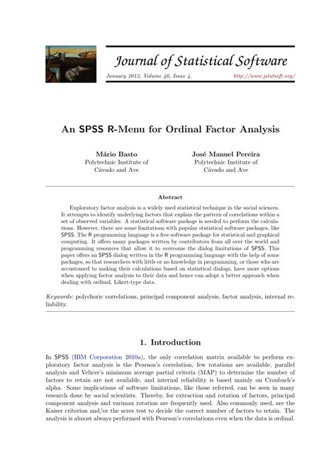 Pdf An Spss R Menu For Ordinal Factor Analysis