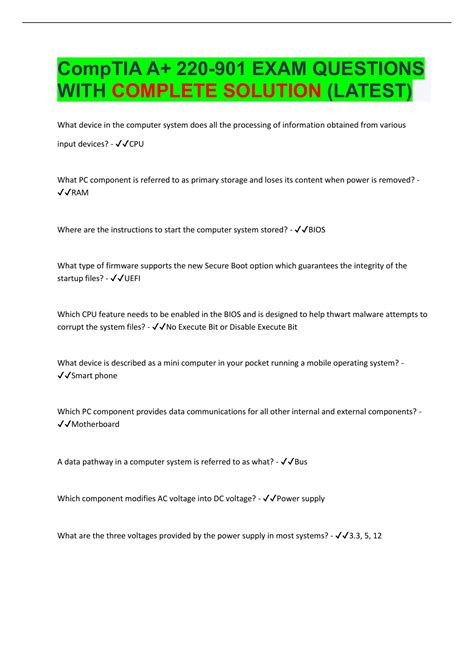 Comptia A 220 901 Exam Questions With Complete Solution Latest Comptia A 220 901 Stuvia Us