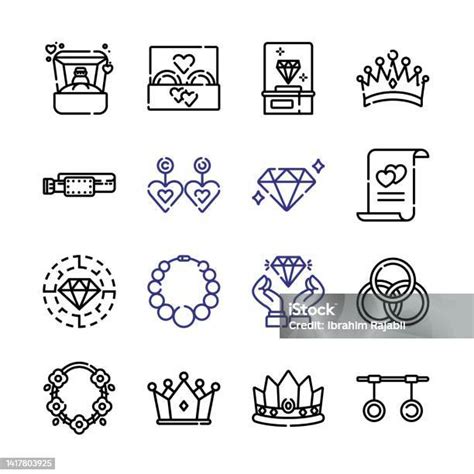 보석 아이콘 라인 아이콘으로 설정합니다 현대적인 얇은 라인 스타일 웹 및 모바일 아이콘에 적합합니다 벡터 일러스트 레이 션 Eps 10 과거에 대한 스톡 벡터 아트 및 기타