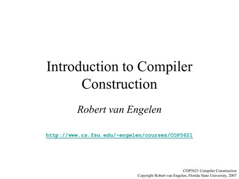 compiler construction introduction and techniques