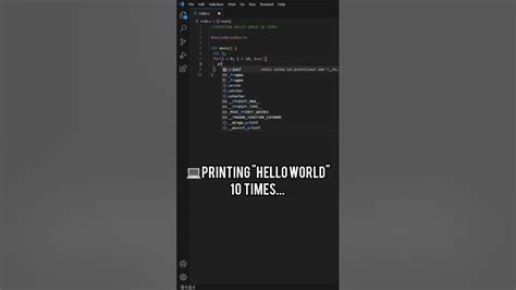💻printing Hello World 10 Times👨‍💻shorts Programming Viral Trending Coding Ai Ytshorts