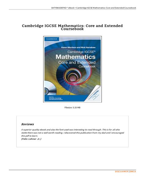 Cambridge Igcse Mathematics Coursebook