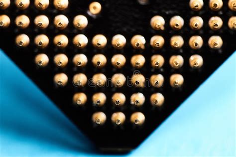 The Micro Elements Of Computer Central Processor Unit CPU Contact Pins Close Up Stock Image