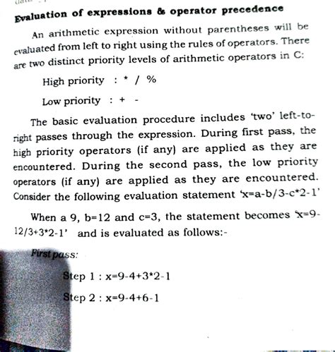 Evaluation Of Expressions And Operator Precedence £valuation Of