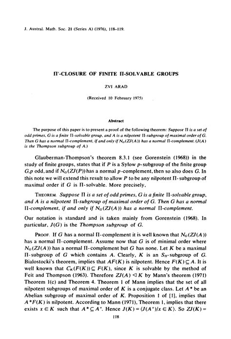 Pdf Π′ Closure Of Finite Π Solvable Groups