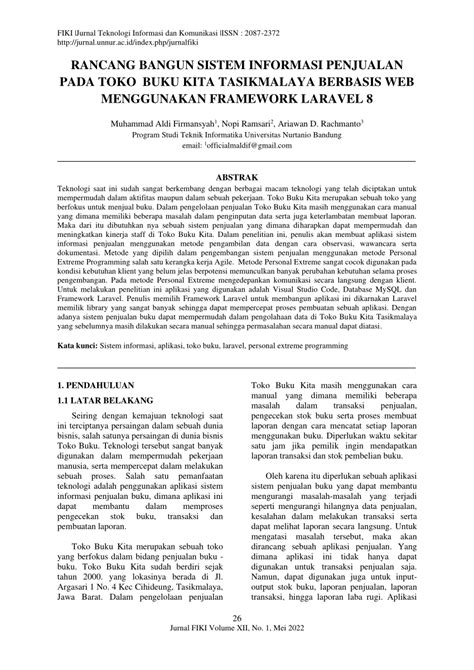 Pdf Rancang Bangun Sistem Informasi Penjualan Pada Toko Buku Kita Tasikmalaya Berbasis Web