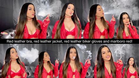 Red Leather Bra Red Leather Jacket Red Leather Biker Gloves Marlboro