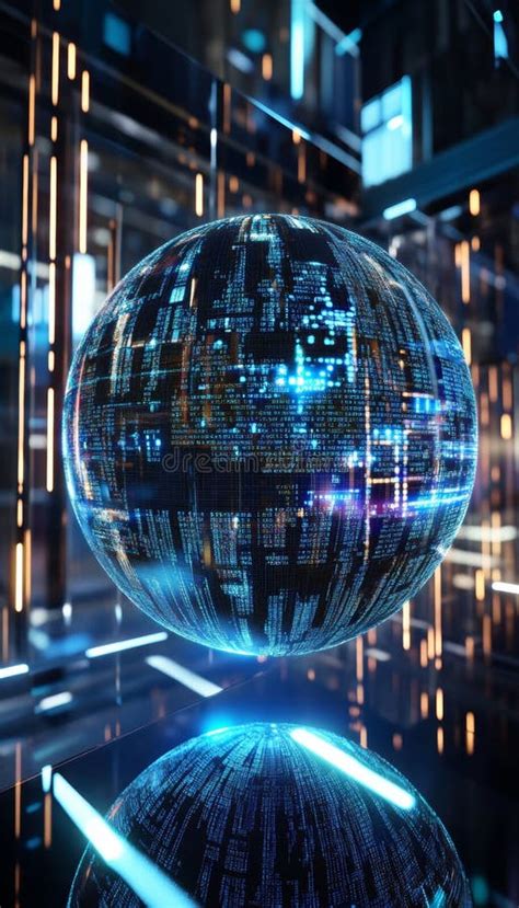 Futuristic Digital Sphere Featuring Advanced Coding Patterns In An Immersive Realistic Design