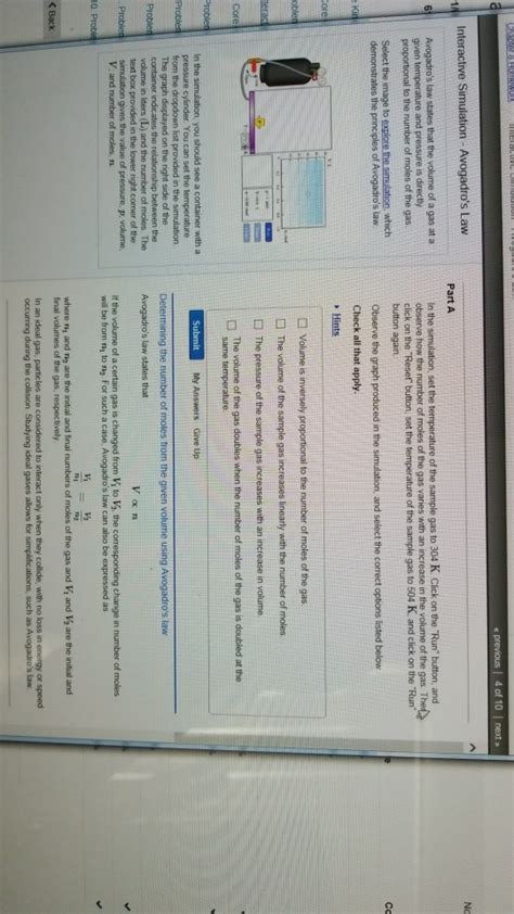 Solved Interactive Simulation Avogadro S Law No Part A Chegg Com