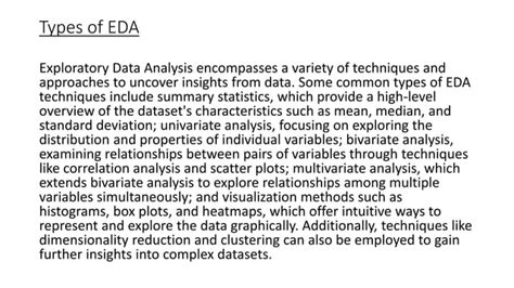 Exploratory Data Analysispptx For Data Analytics Pptx Databases