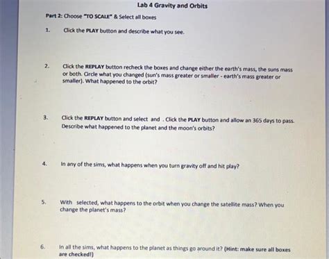 Solved Lab Gravity And Orbits PHYS L Conceptual Chegg Com