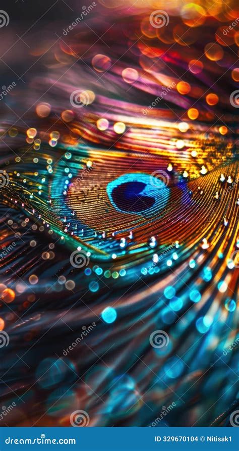 Extreme Macro Of Colorful Peacock Feather Stock Illustration
